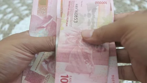 Counting Indonesian Money Activity, Manu... | Stock Video | Pond5