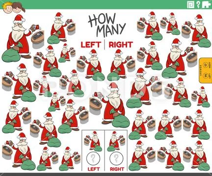 Counting left and right pictures of cartoon Santa Claus ~ Clip Art ...
