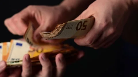 Counting money by hand, transferring eur... | Stock Video | Pond5