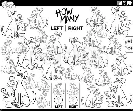 Counting pictures of dog animal character coloring page: Graphic #250321669