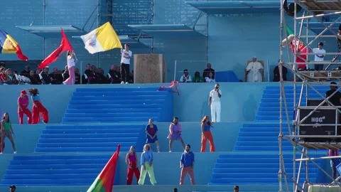 Country Flags Stage Performance Pope Fra... | Stock Video | Pond5
