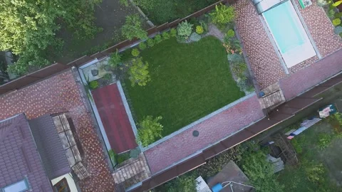 Country house with a swimming pool top v... | Stock Video | Pond5