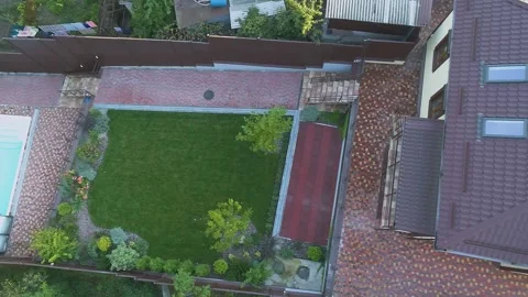 Country house with a swimming pool top v... | Stock Video | Pond5