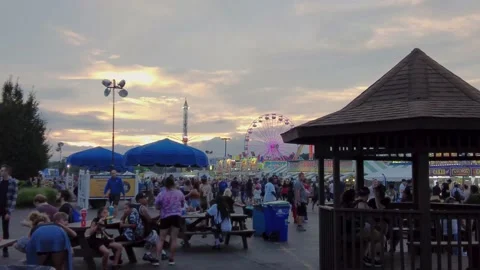 County fair amusement park-wide view in ... | Stock Video | Pond5