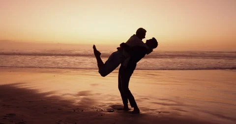 Couple, hug and silhouette with sunset a... | Stock Video | Pond5