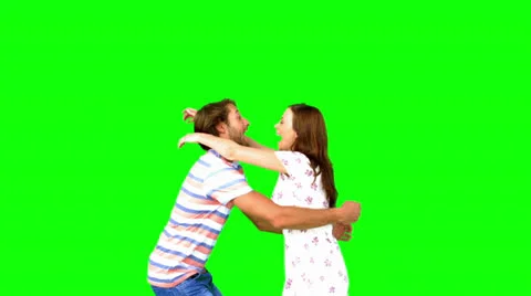 Couple meeting again on green screen | Stock Video | Pond5