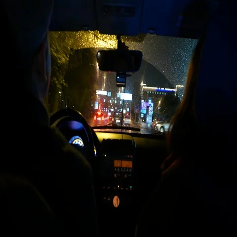 Night Ride Car Rain Stock Video Footage | Royalty Free Night Ride Car ...