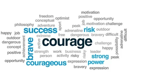 Courage animated word cloud, text design... | Stock Video | Pond5