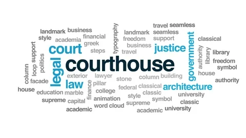 Courthouse animated word cloud. Kinetic ... | Stock Video | Pond5