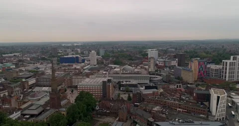 Coventry City aerial pan shot from left ... | Stock Video | Pond5