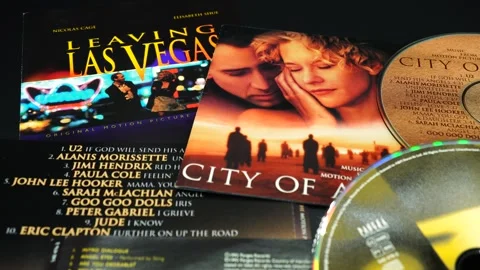 Cover and cd of soundtracks of two films... | Stock Video | Pond5