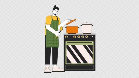 Covering pot with lid while cooking line... | Stock Video | Pond5
