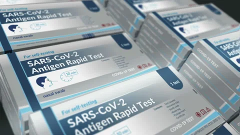 Covid rapid antigen self test pack produ... | Stock Video | Pond5