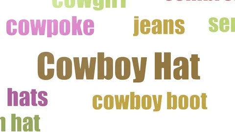 Cowboy Hat Word Cloud Animated Isolated ... | Stock Video | Pond5