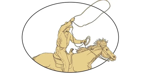 Cowboy Riding Horse Lasso 2D Animation | Stock Video | Pond5