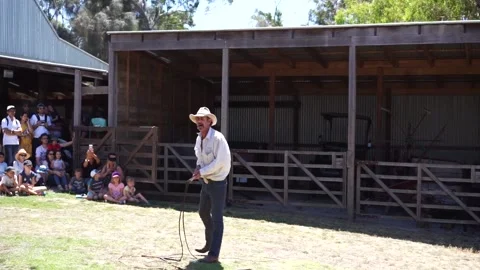 Cowboy Style Male performing Whip Cracki... | Stock Video | Pond5