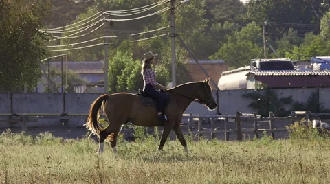 Slow Riding Cowgirl Stock Video Footage | Royalty Free Slow Riding ...