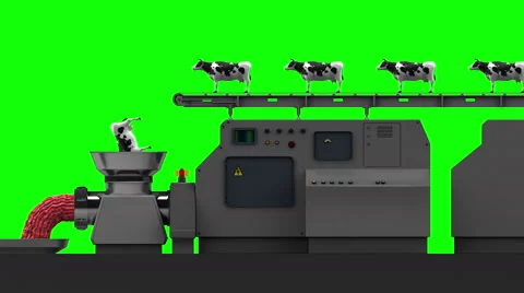 Cows fall into a meat grinder, 4K. Seaml... | Stock Video | Pond5