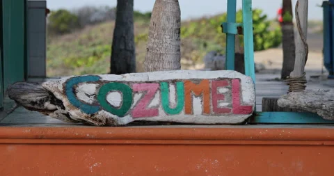 Cozumel Colorful Sign On Ledge 4K | Stock Video | Pond5