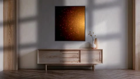 Cozy interior with animation on the wall... | Stock Video | Pond5