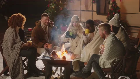 cozy warm atmosphere of friends party in... | Stock Video | Pond5