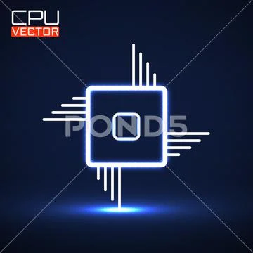 Cpu. Microprocessor. Microchip. Glow logo. Vector illustration ...