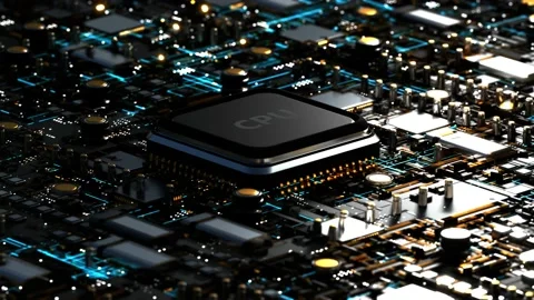 CPU. Modern processor. Motherboard. Comp... | Stock Video | Pond5
