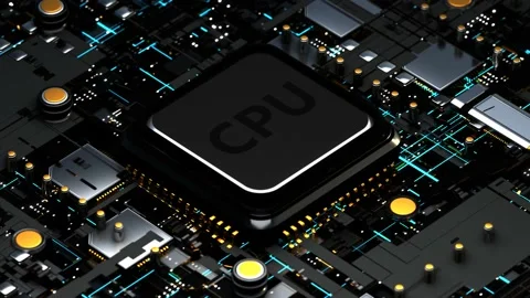 CPU. Modern processor. Motherboard. Comp... | Stock Video | Pond5
