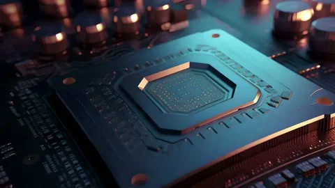 CPU. Modern processor. Motherboard. Comp... | Stock Video | Pond5
