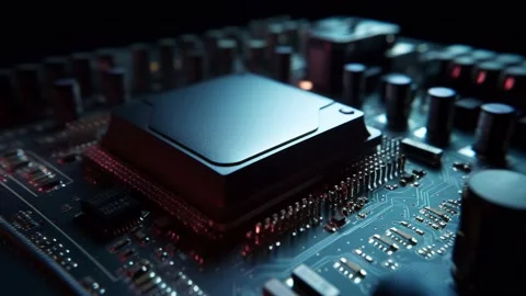 CPU. Modern processor. Motherboard. Comp... | Stock Video | Pond5