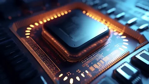 CPU. Modern processor. Motherboard. Comp... | Stock Video | Pond5