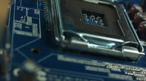 CPU socket and processor on the motherbo... | Stock Video | Pond5