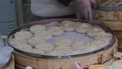 Crab Roe and beef buns | Stock Video | Pond5