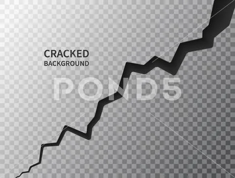 Cracked ground surface. Realistic crack texture on transparent ...