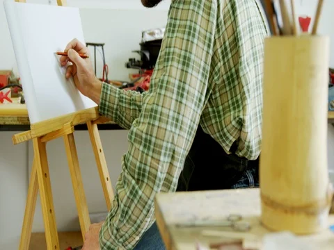 Craftsman drawing a sculpture design 4k | Stock Video | Pond5