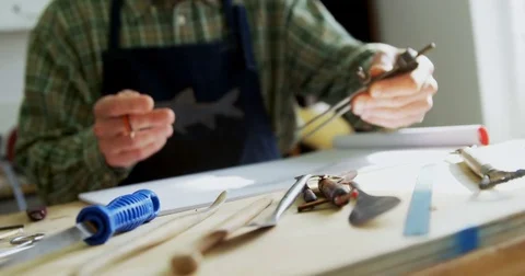 Craftsman drawing a sculpture design 4k | Stock Video | Pond5