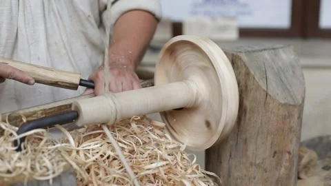 craftsman using an ancient Roman woodtur... | Stock Video | Pond5