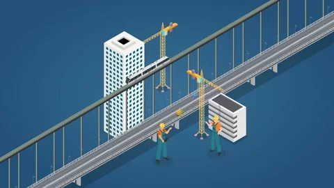 Crane Constructing city 3d animation car... | Stock Video | Pond5