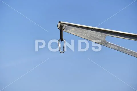 Crane hook for lifting loop close up at shipbuilding yard ~ Hi Res ...