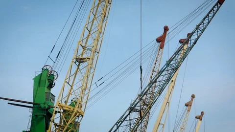 Crane Moving, Turning Around. Tall Steel... | Stock Video | Pond5