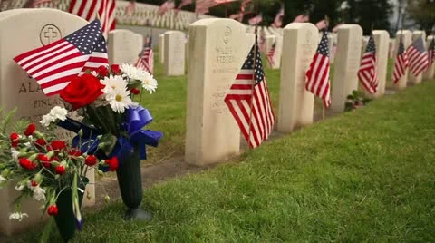 Crane Shot Rising Over Military Cemetery | Stock Video | Pond5