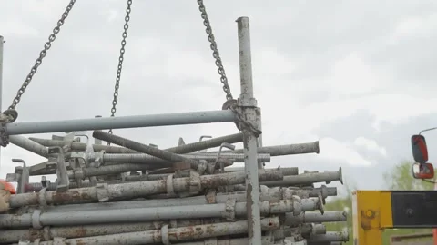Crane unloading mechanism with chains an... | Stock Video | Pond5