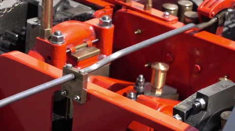 crank shaft turning on vintage red engin... | Stock Video | Pond5