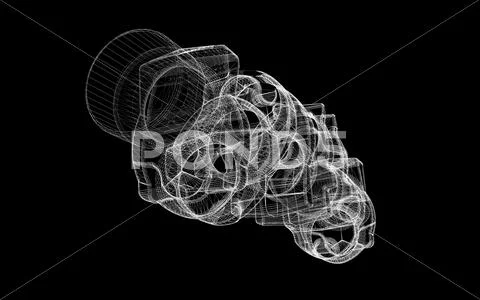 Crankshaft, body structure, wire model on background: Royalty Free ...