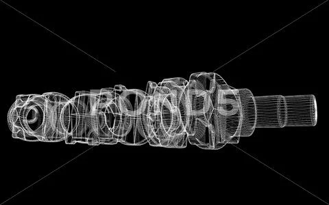 Crankshaft, body structure, wire model on background: Graphic #46793517