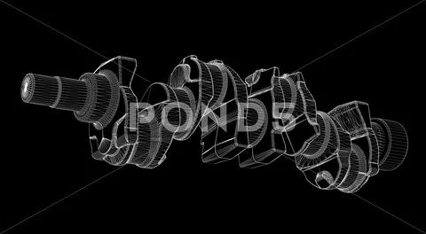 Crankshaft, body structure, wire model on background ~ Clip Art #47001455