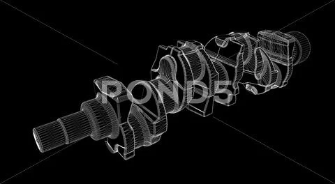 Crankshaft, body structure, wire model on background: Royalty Free ...