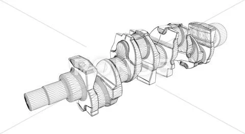 Crankshaft, body structure, wire model on background: Royalty Free ...