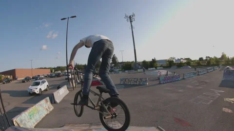 Crash BMX fall on a skatepark ramp no fo... | Stock Video | Pond5