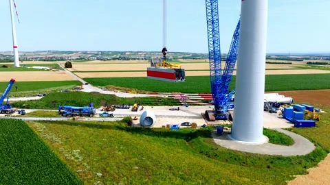Crawler Crane Lifting Nacelle At Wind Tu... | Stock Video | Pond5